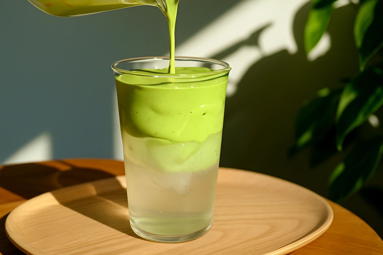 Coconut Cloud Matcha Iced Drink With Coconut Water Matcha Cream Foam
